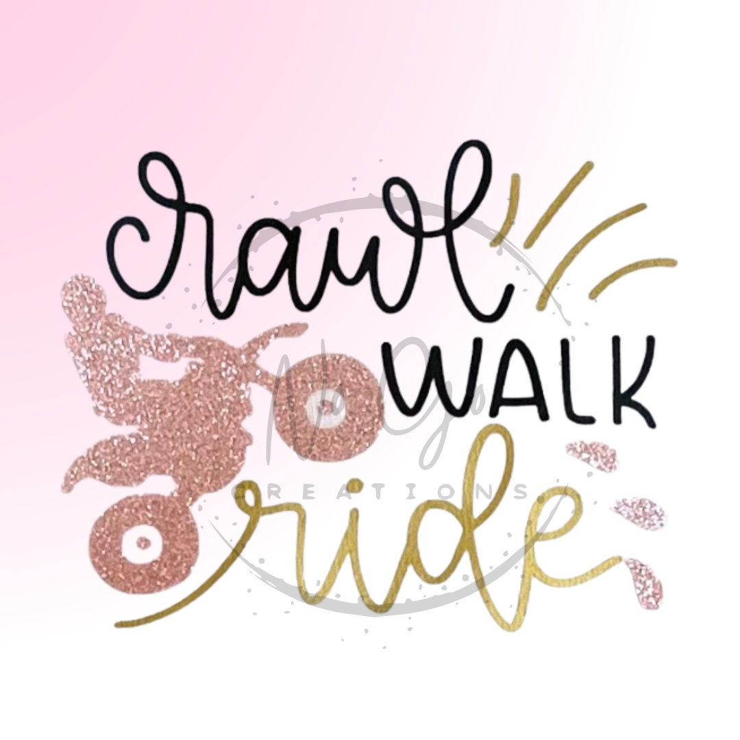 Girls Crawl Walk Ride Onesie ®, Cute Baby Bodysuit, Dirtbike Clothing ...