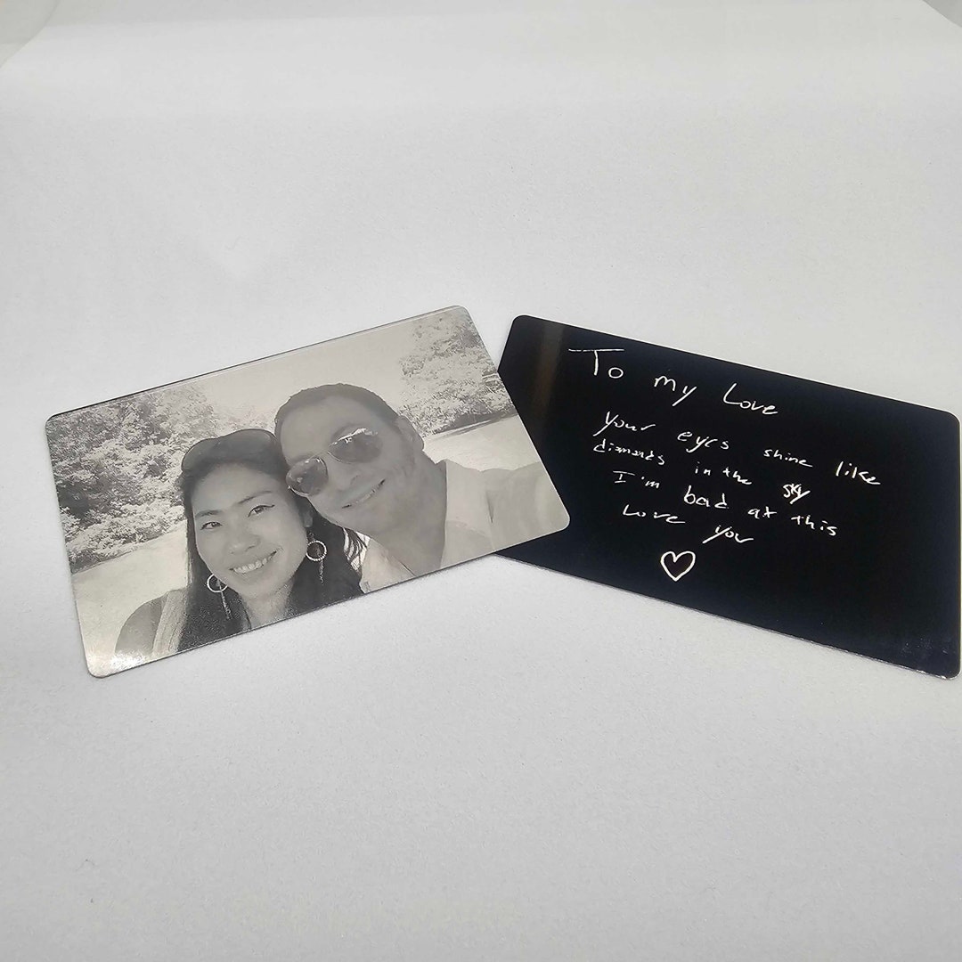 Metal Love Note Card With Couples Photo on the Front - PERSONALIZED ...