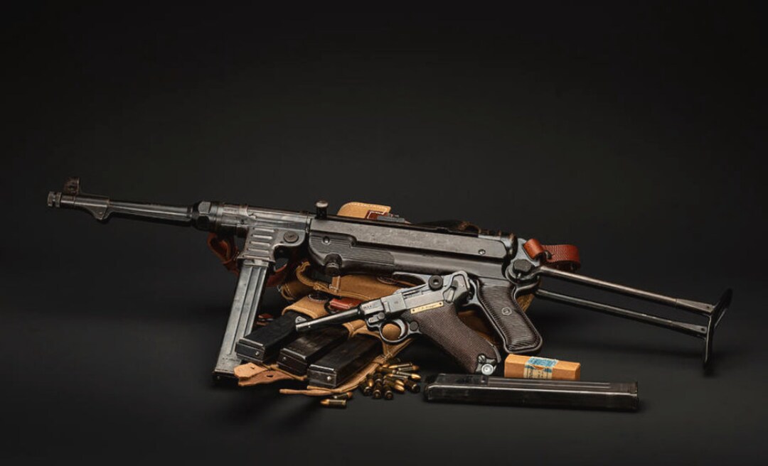 MP40 Submachine Gun and Luger P08 Canvas Print 2 Man Cave Wall Art ...