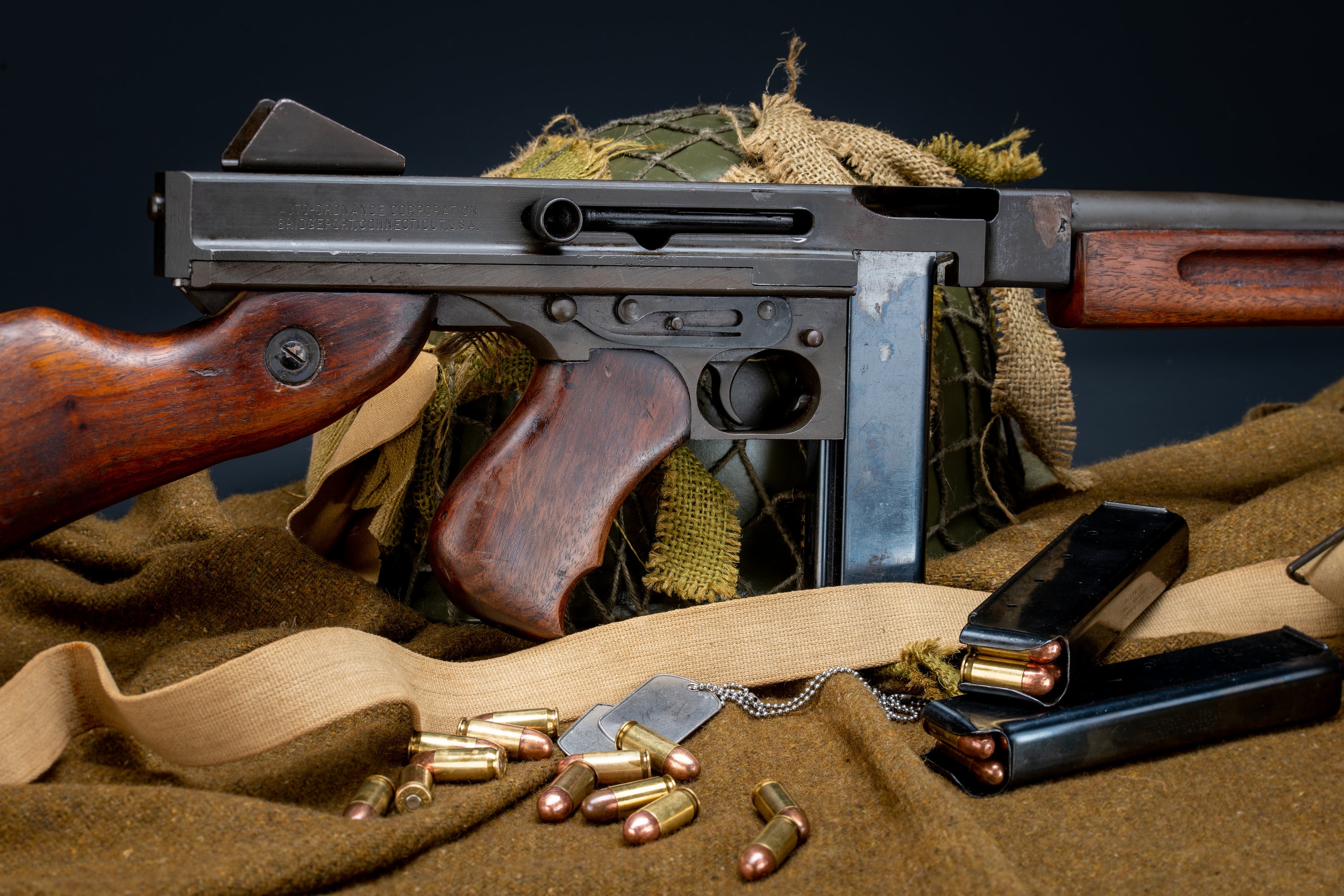 WW2 Thompson Submachine Gun Close up Man Cave Wall Art Home Bar Games ...