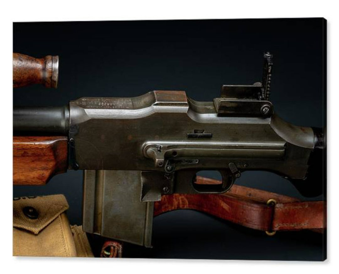 Man Cave Art Browning Automatic Rifle BAR M1918A2 Close up of Receiver ...