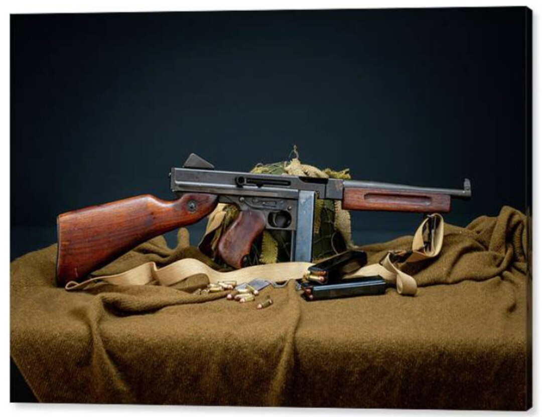 M1 Thompson Submachine Gun 20 Round Magazine Man Cave Art Games Room ...