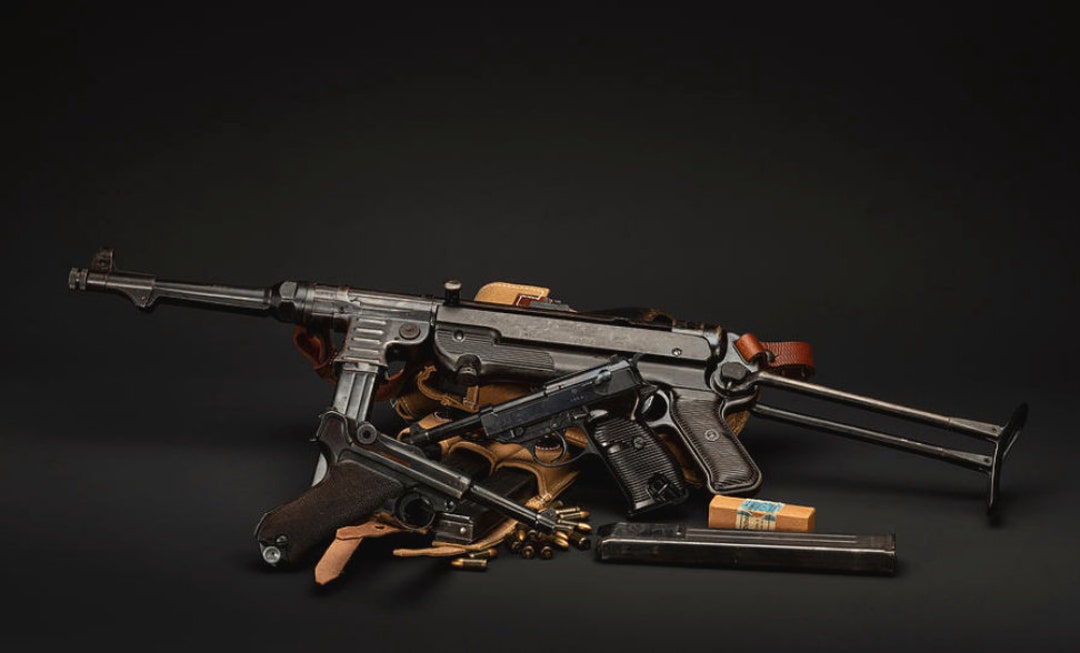 MP40 Submachine Gun and Luger P08 and P38 Canvas Print 3 Man Cave Wall ...