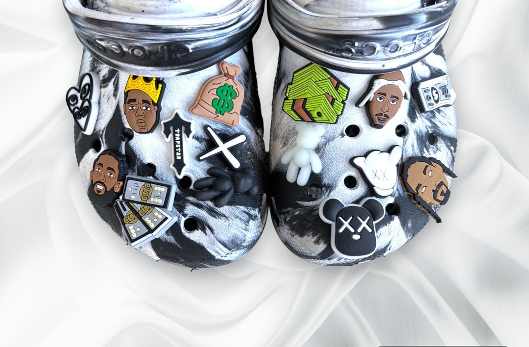 Croc Charm Accessories Black White Money Rapper - Etsy