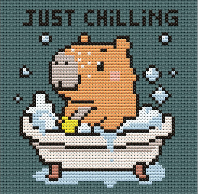 Capy-bara-th Cross Stitch Pattern for Capybara Lovers 61x60 Stitches - Etsy