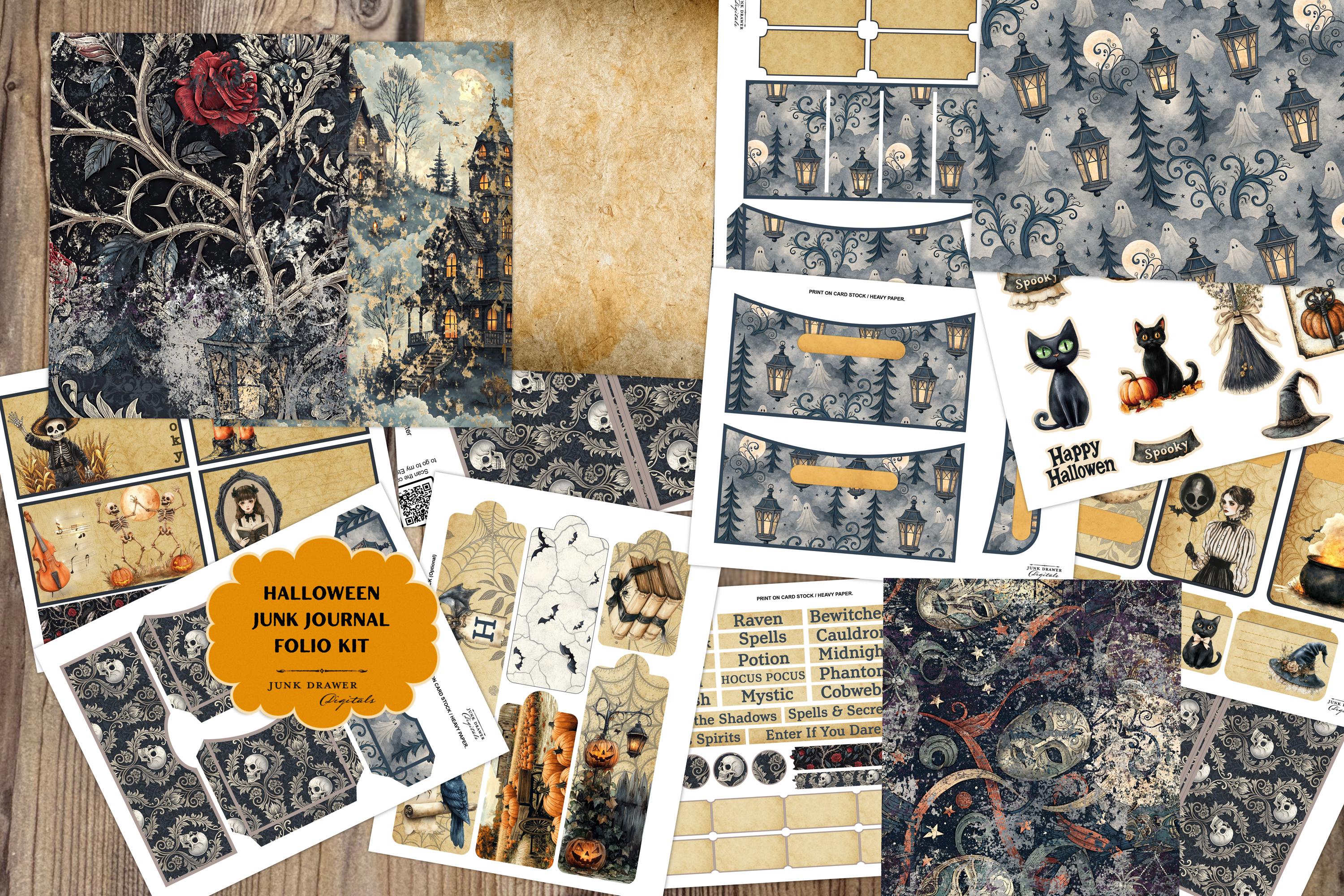 Halloween Horizontal Folio Kit for Junk Journal and Scrapbooking ...