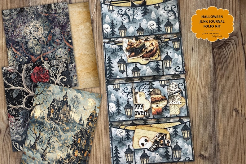 Halloween Horizontal Folio Kit for Junk Journal and Scrapbooking ...