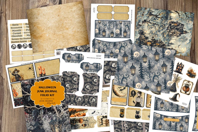 Halloween Horizontal Folio Kit for Junk Journal and Scrapbooking ...