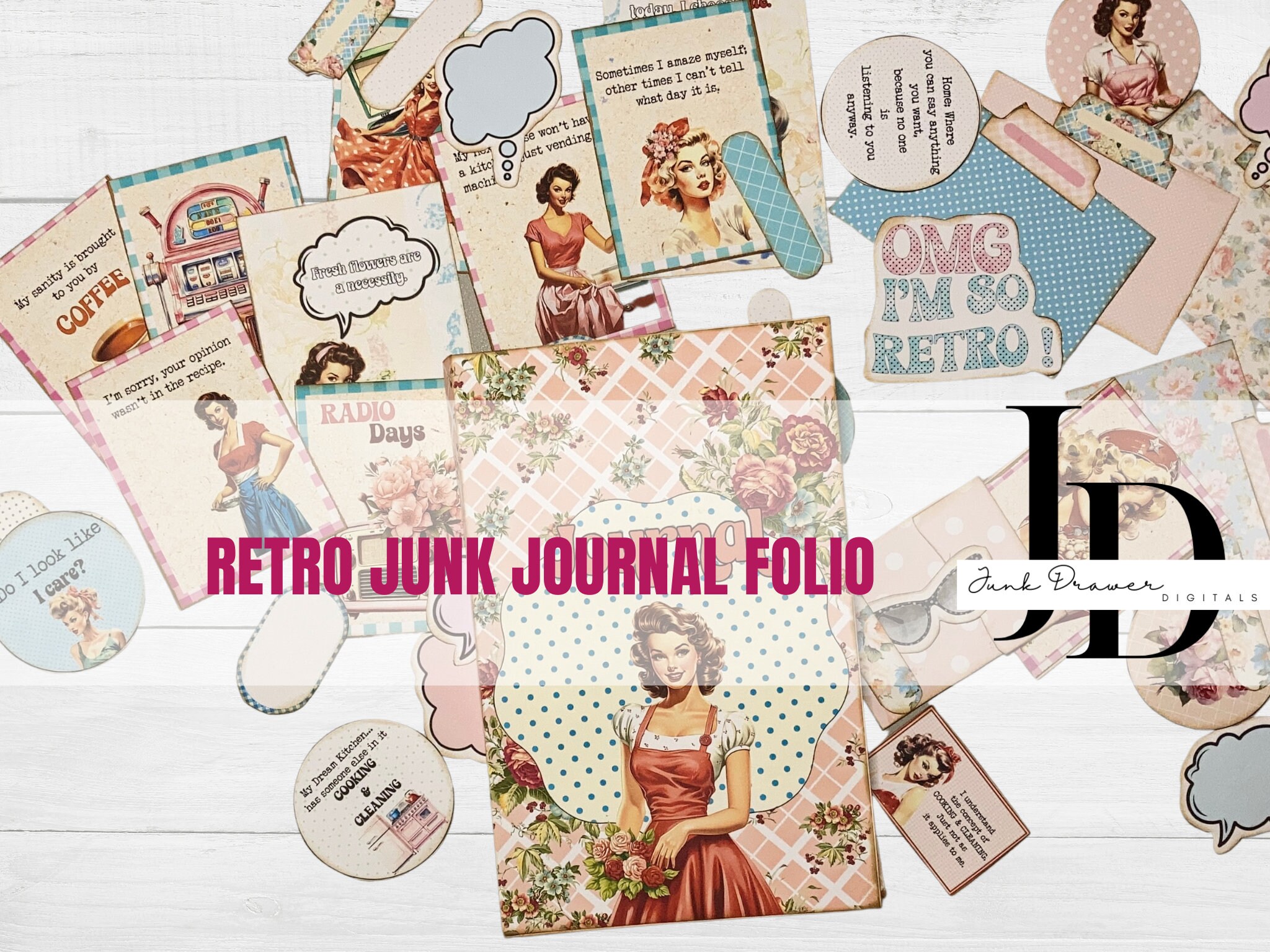 Retro Junk Journal Folio | 1950s Housewife Fun Scrapbooking - Etsy