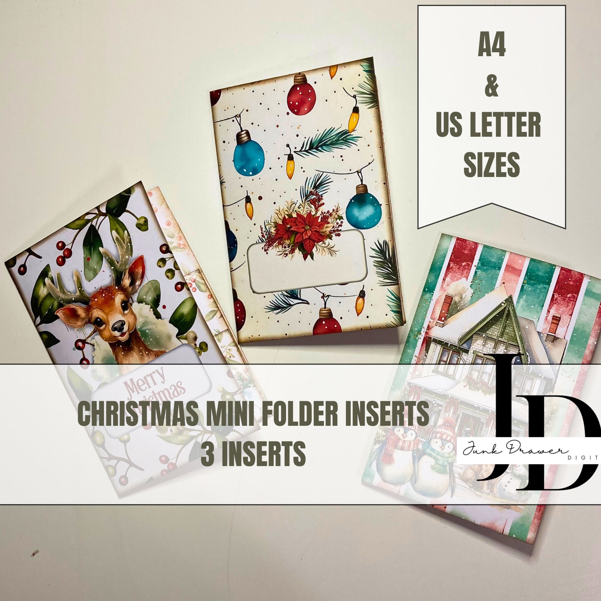 Christmas Junk Journal Mini Folders: Scrapbook Inserts (digital ...