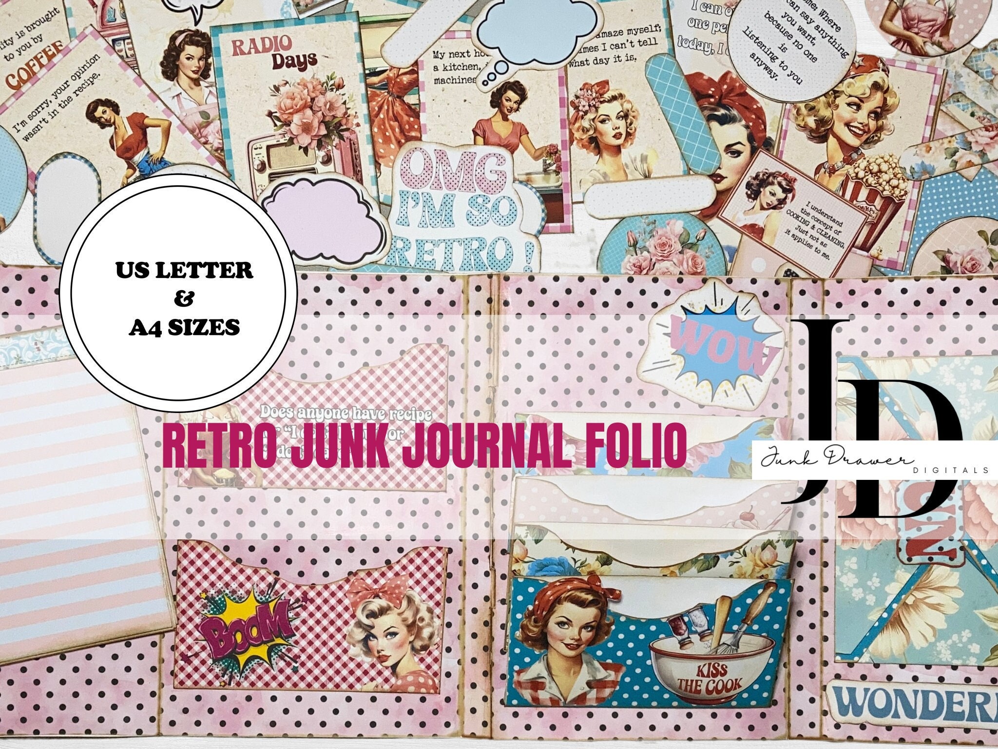 Retro Junk Journal Folio | 1950s Housewife Fun Scrapbooking - Etsy