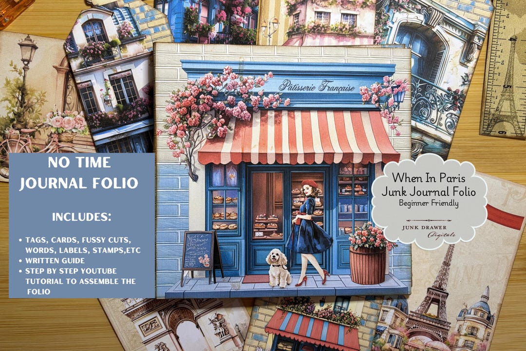 When in Paris Junk Journal Folio Kit | Easy Folio Beginner Friendly ...