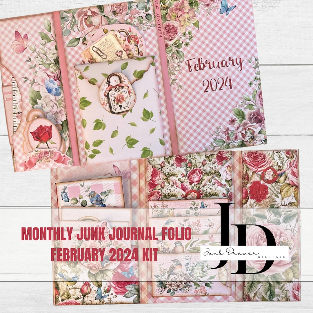 February 2024 Junk Journal Folio Kit: Floral Scrapbooking (digital ...