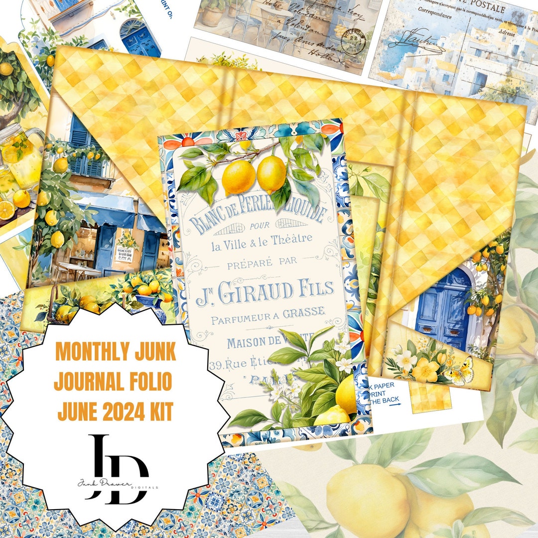 June Junk Journal Folio Kit: Lemon Theme (digital Download) - Etsy