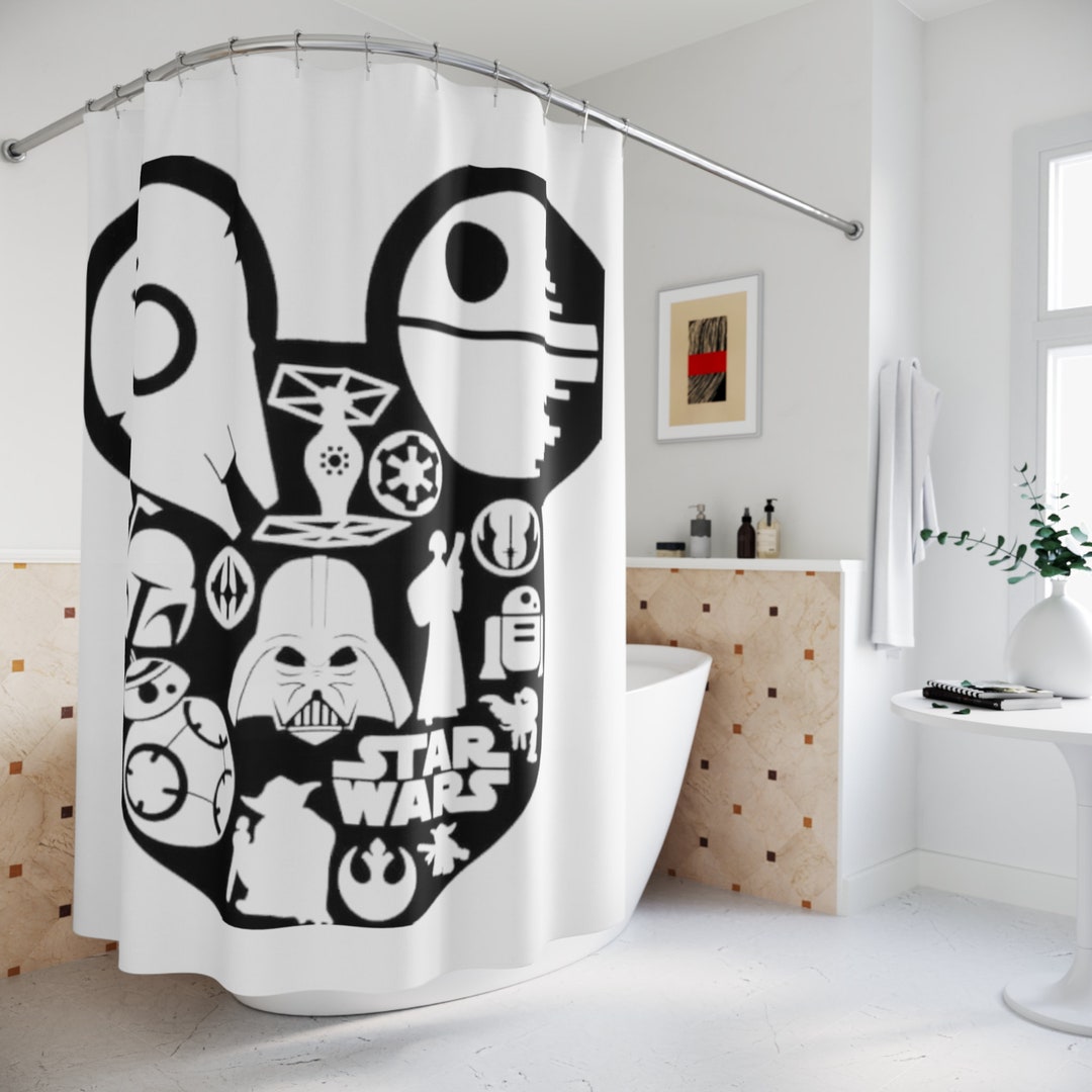 Mickey Mouse Star Wars Shower Curtain Mickey Mouse Ears Star - Etsy