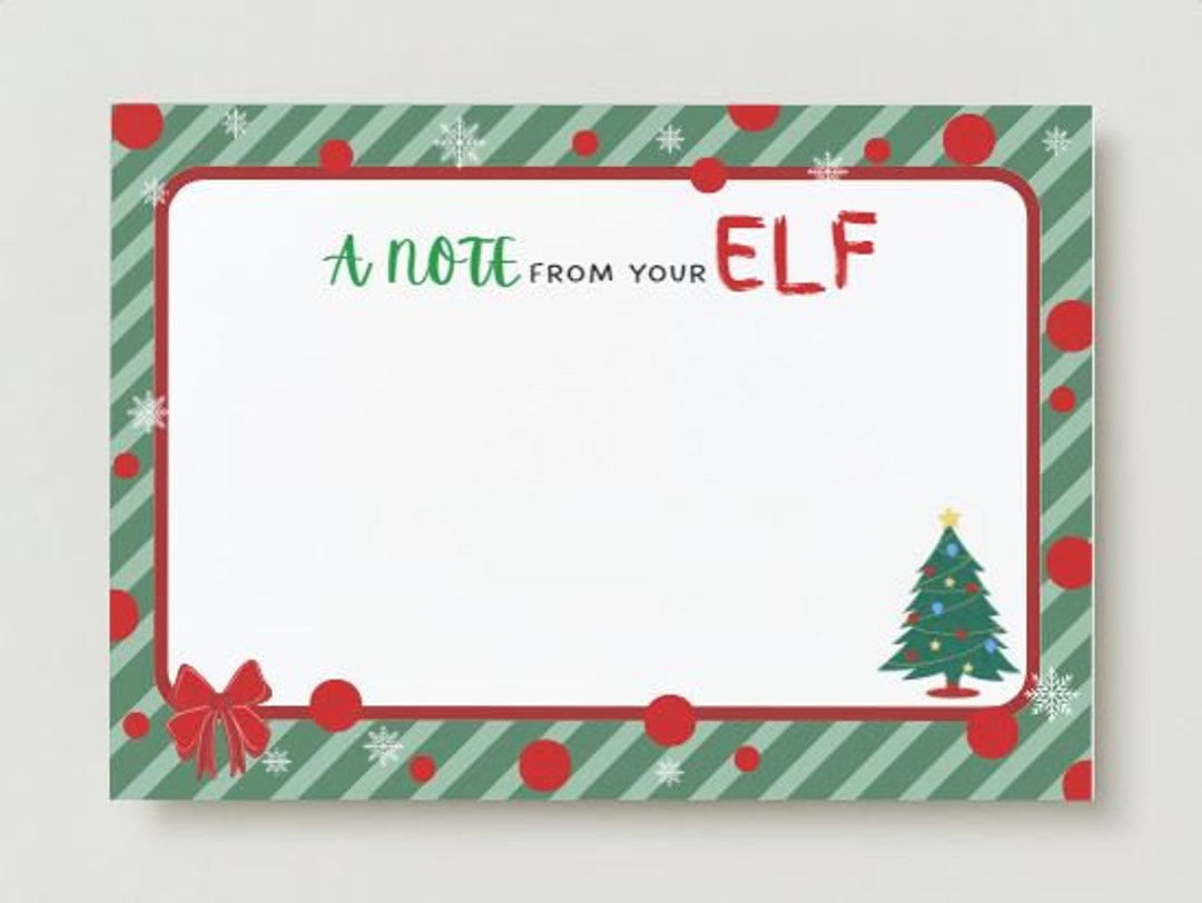 Blank Elf Note Card Printable A Note From Your Elf Postcard Elf Mail ...