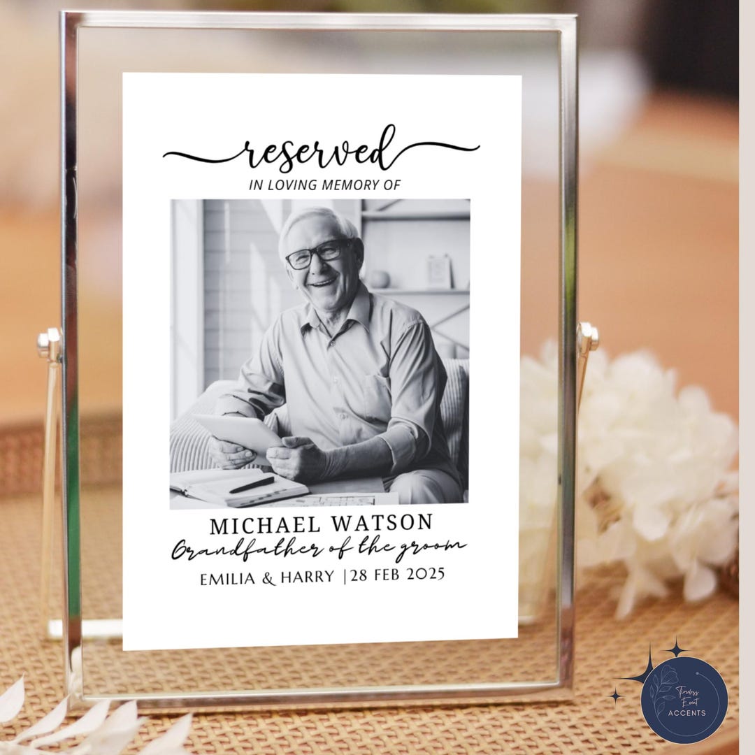 Reserved Sign for Wedding Template, in Loving Memory Chair Sign ...