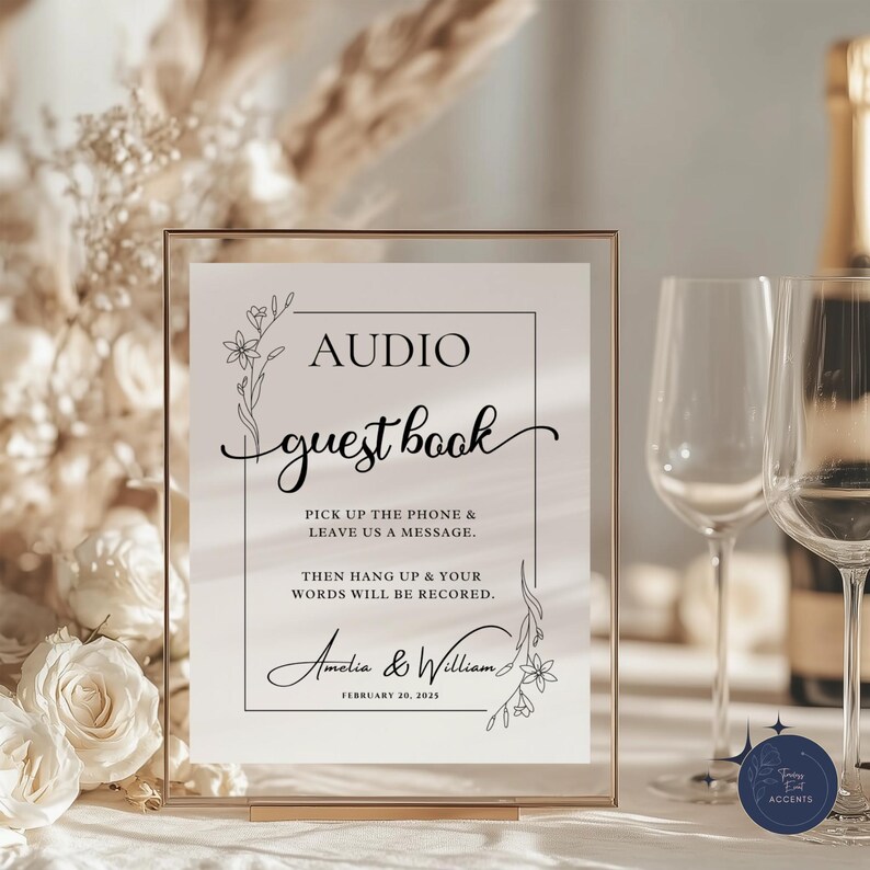 Audio Guestbook Sign, Guestbook Sign, Printable Telephone Guestbook ...