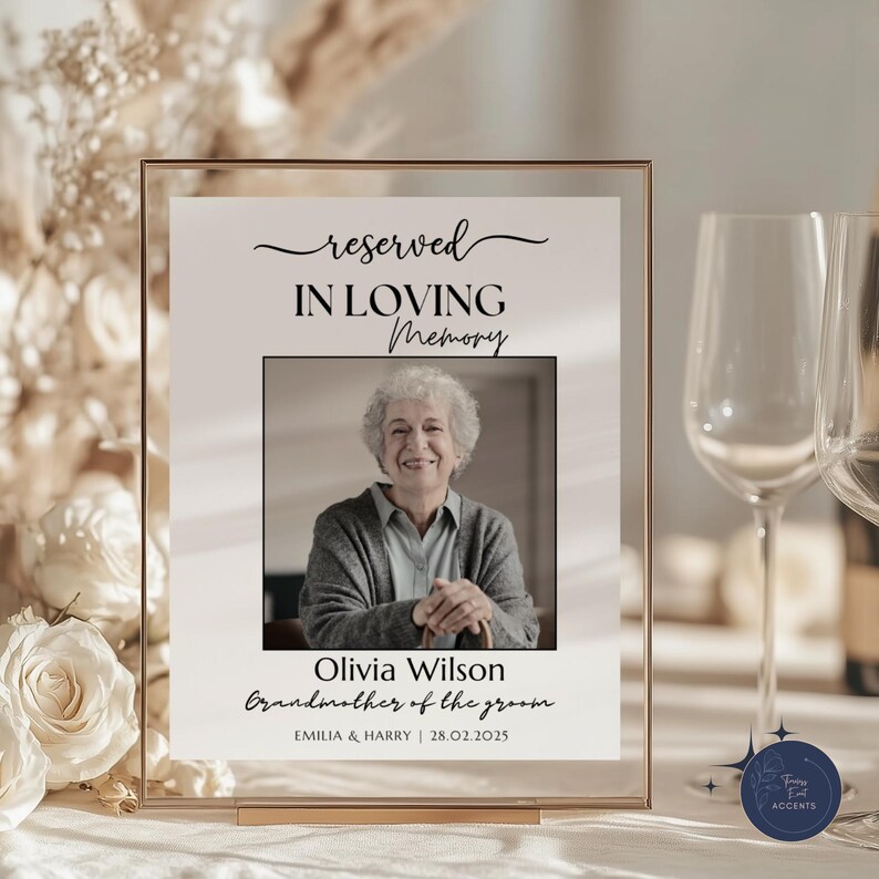 In Loving Memory Chair Sign: Wedding Memorial Template (digital ...
