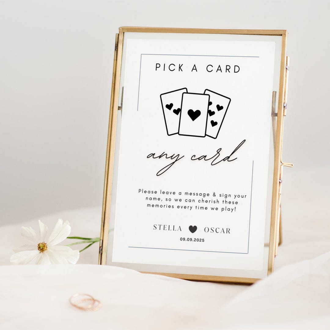 Playing Cards Guest Book Wedding Sign, Editable Playing Cards Guestbook ...