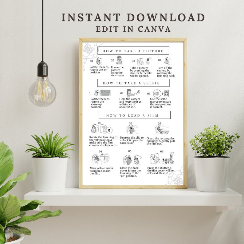 Editable Instax Mini 12 Instructions, Polaroid Guestbook Sign, Instax ...