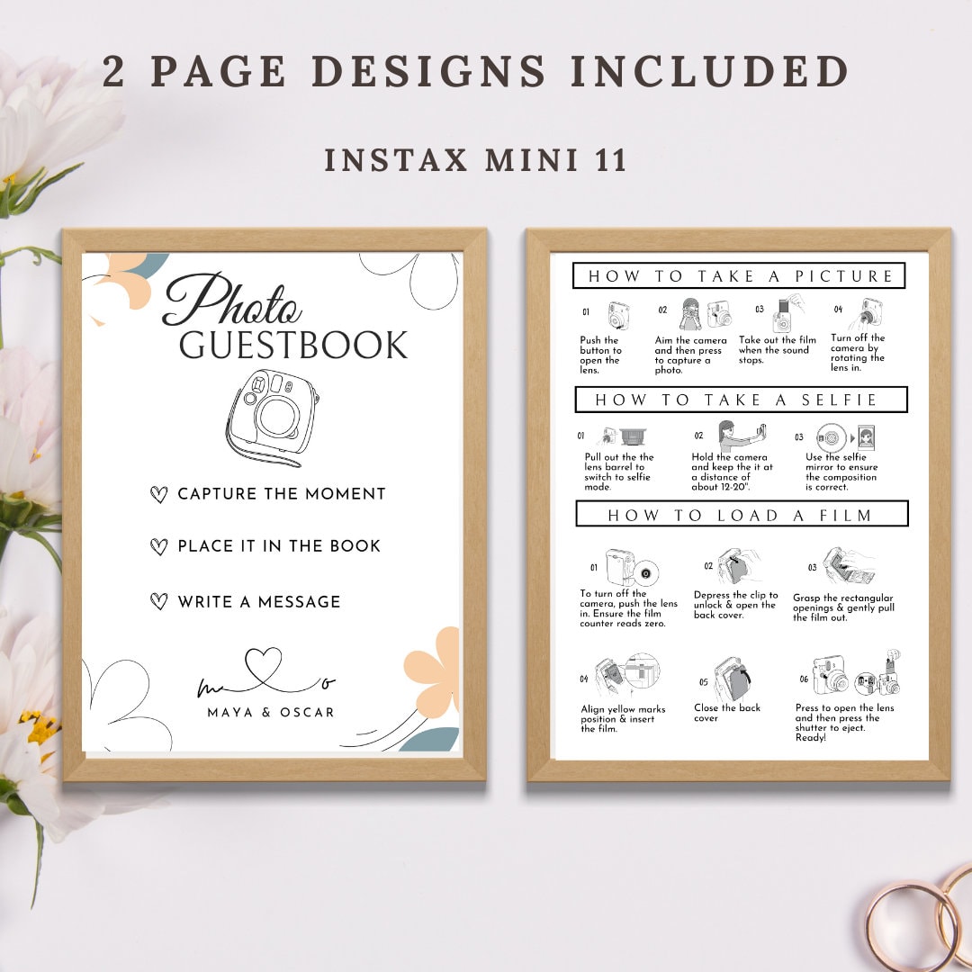 Instax Mini 11 Instructions, Polaroid Guestbook Sign, Editable Instax ...