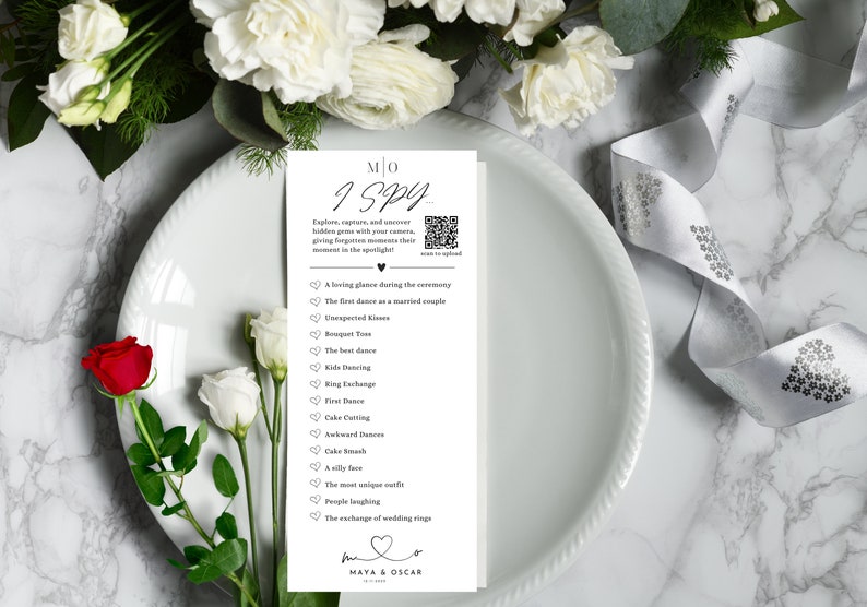I Spy Wedding Game Template: QR Code Photo Sharing (digital Download ...