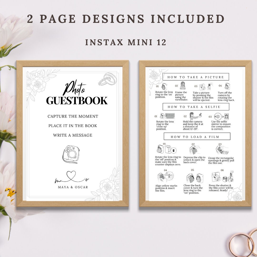 Editable Instax Mini 12 Instructions, Polaroid Guestbook Sign, Instax ...