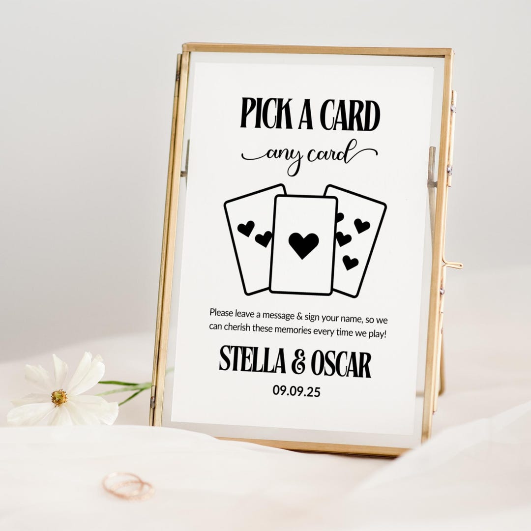 Editable Playing Cards Guest Book Wedding Sign, Playing Card Guestbook ...