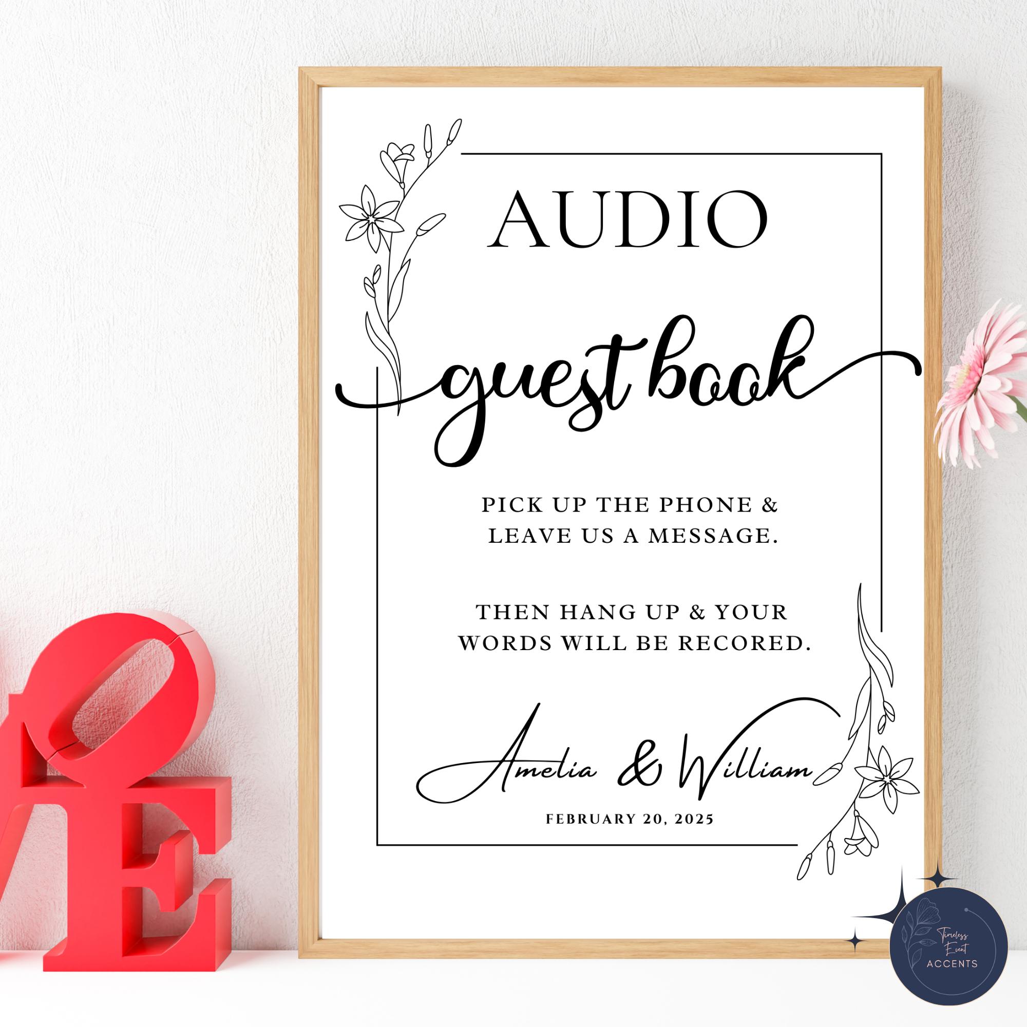 Audio Guestbook Sign, Guestbook Sign, Printable Telephone Guestbook ...