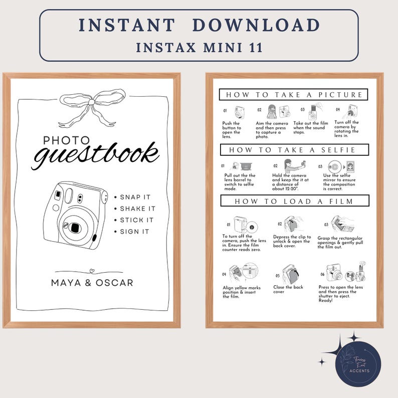 Instax Mini 11 Instructions, Editable Instax Mini Instruction, Polaroid Guestbook Sign, How to ...