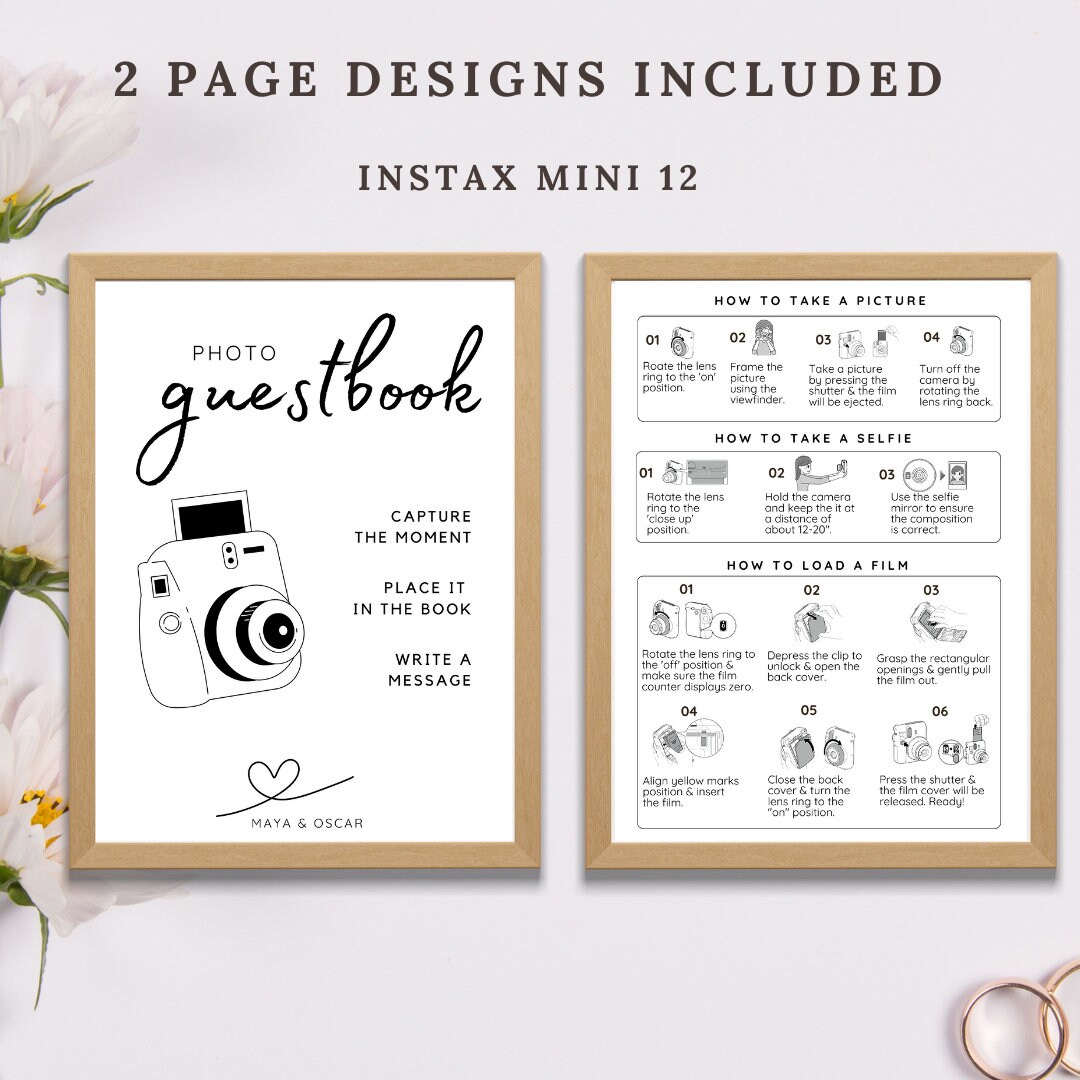 Instax Mini 12 Instructions,polaroid Guestbook Sign, Instax Instruction ...