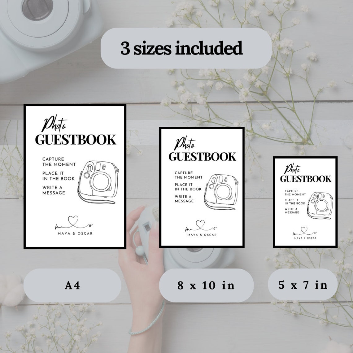 Editable Instax Mini 12 Instructions Sign: Polaroid Guestbook (digital ...