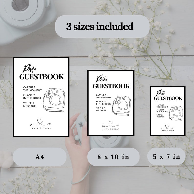 Editable Instax Mini 12 Instructions Sign: Polaroid Guestbook (digital ...