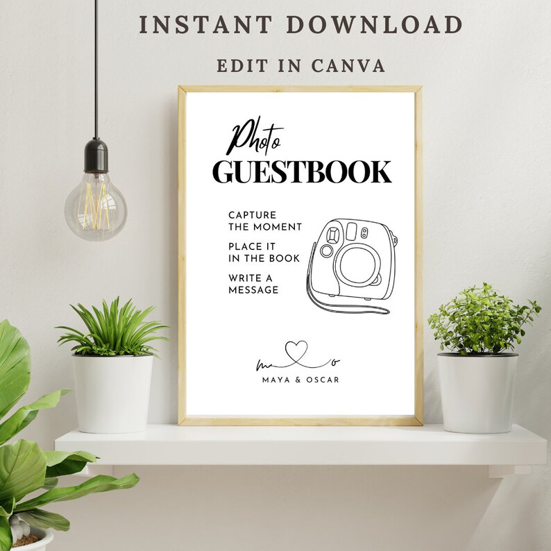 Editable Instax Mini 12 Instructions Sign: Polaroid Guestbook (digital ...