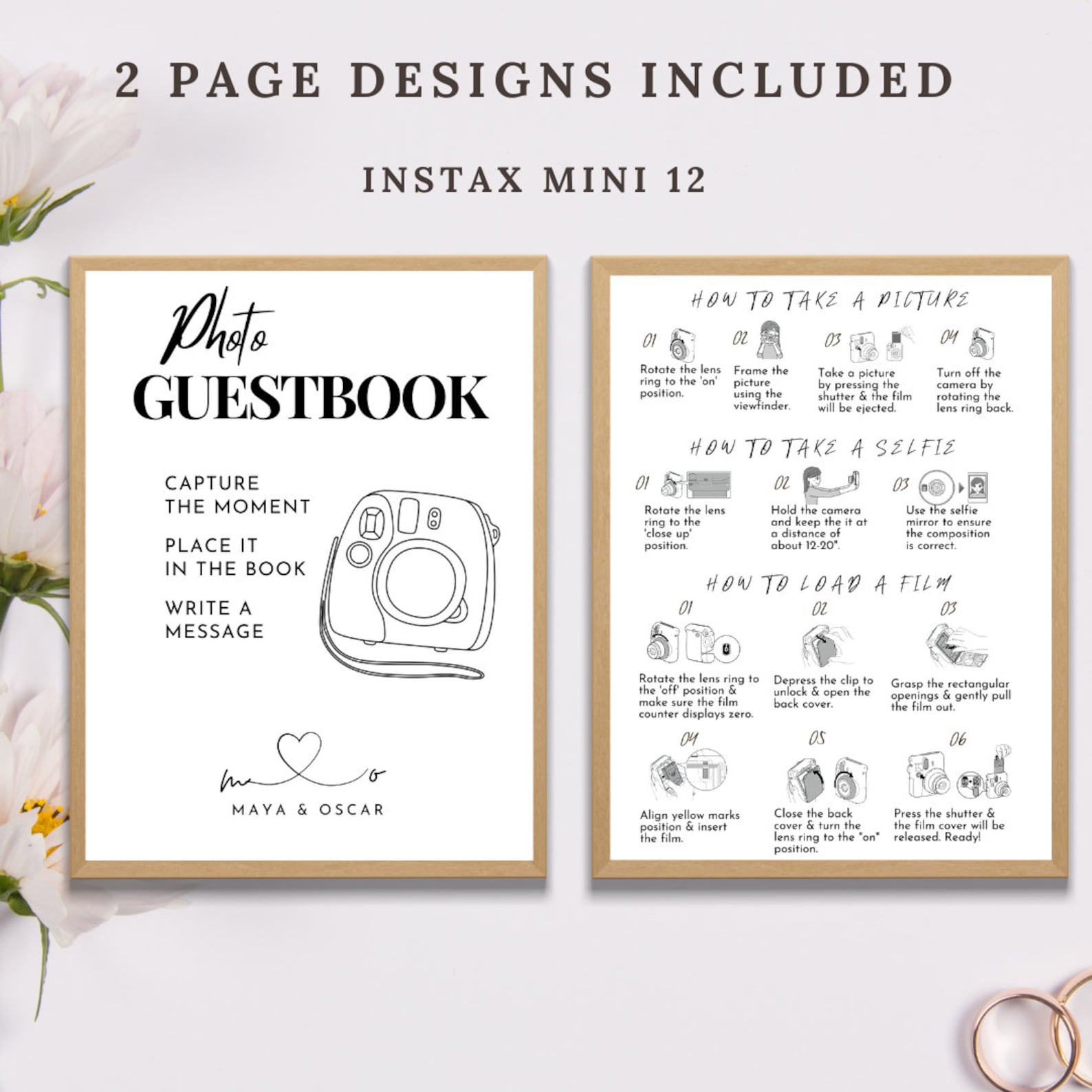 Editable Instax Mini 12 Instructions Sign: Polaroid Guestbook (digital ...