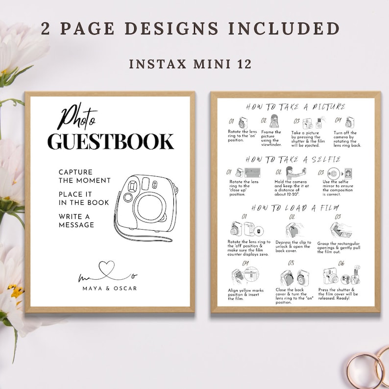 Editable Instax Mini 12 Instructions Sign: Polaroid Guestbook (digital ...