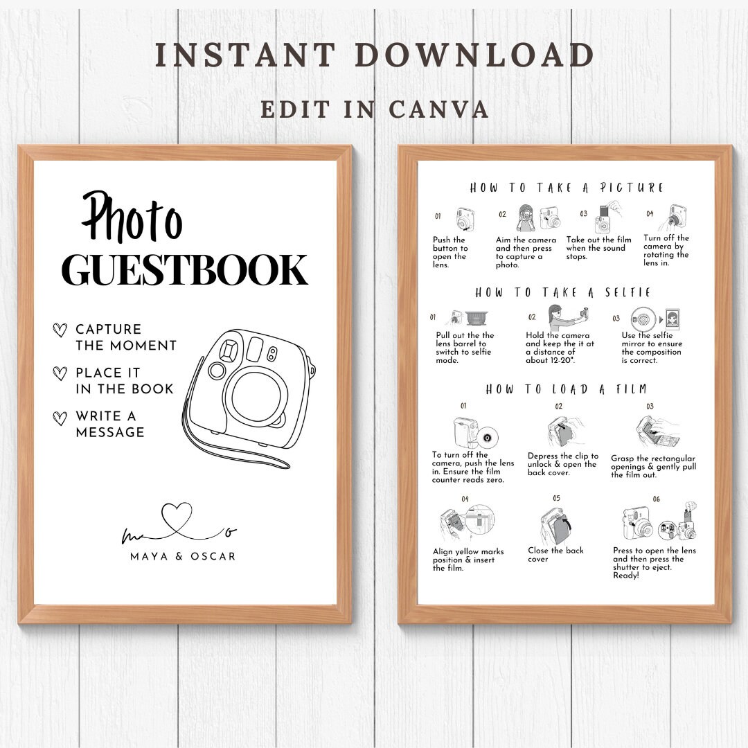Editable Instax Mini 11 Instructions, Polaroid Guestbook Sign, Instax ...