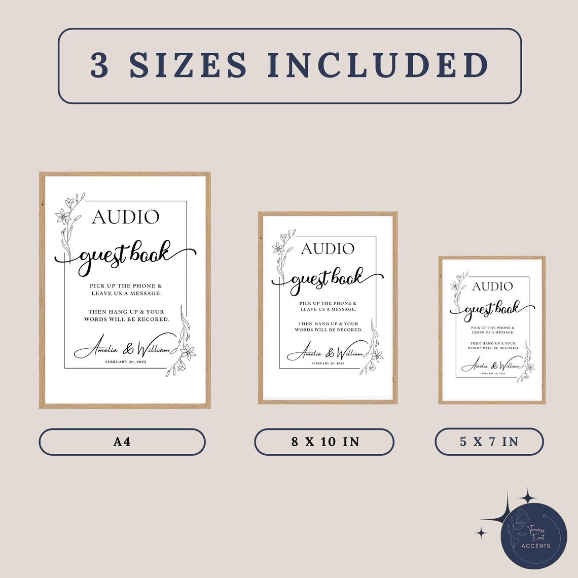 Audio Guestbook Sign, Guestbook Sign, Printable Telephone Guestbook ...
