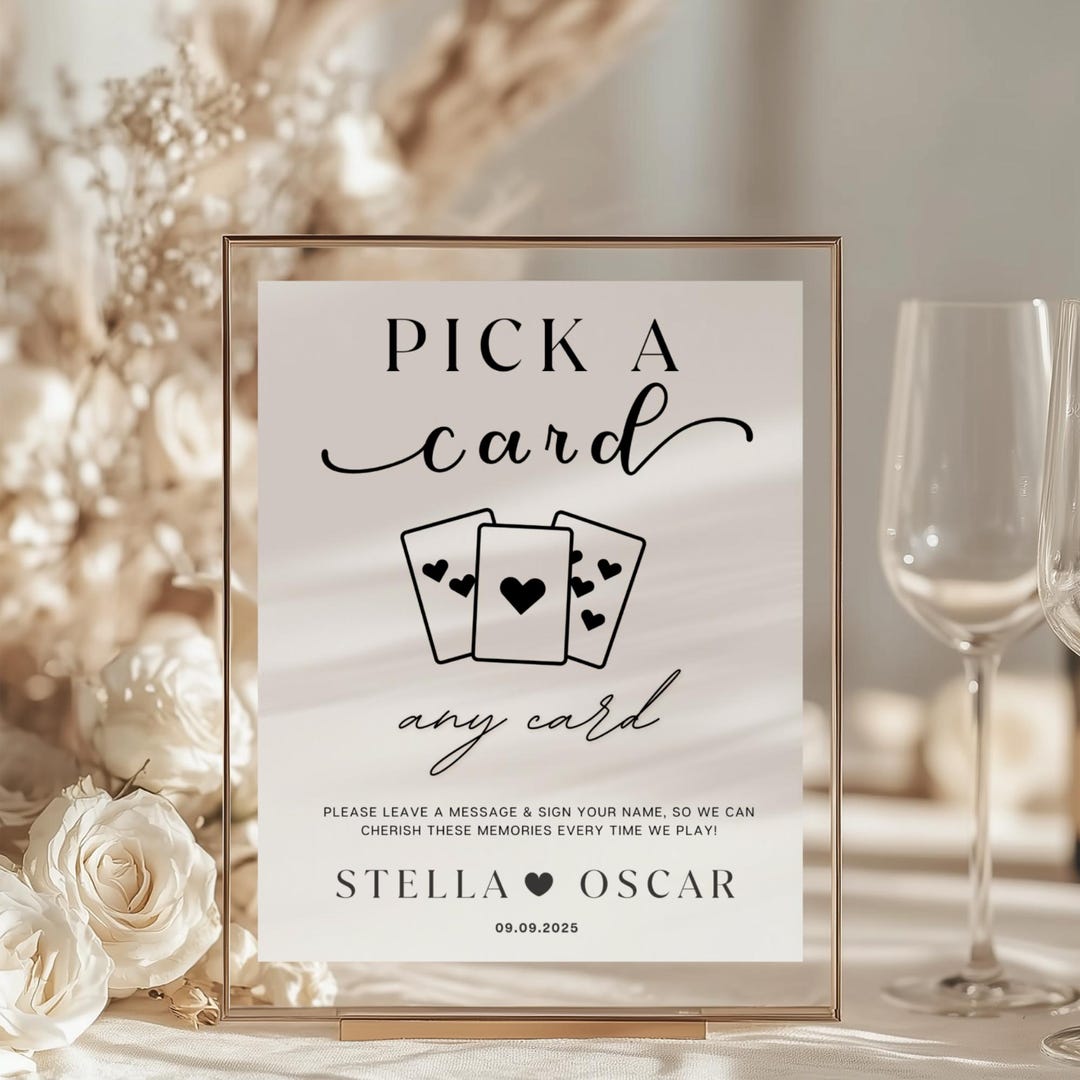Playing Cards Guest Book Wedding Sign, Editable Pick A Card Guestbook ...