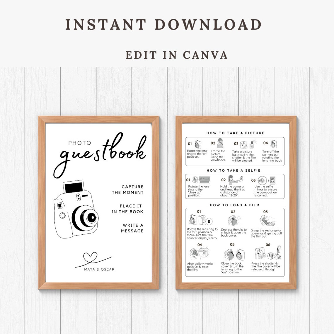 Instax Mini 12 Instructions Sign: Polaroid Guestbook (digital Download ...
