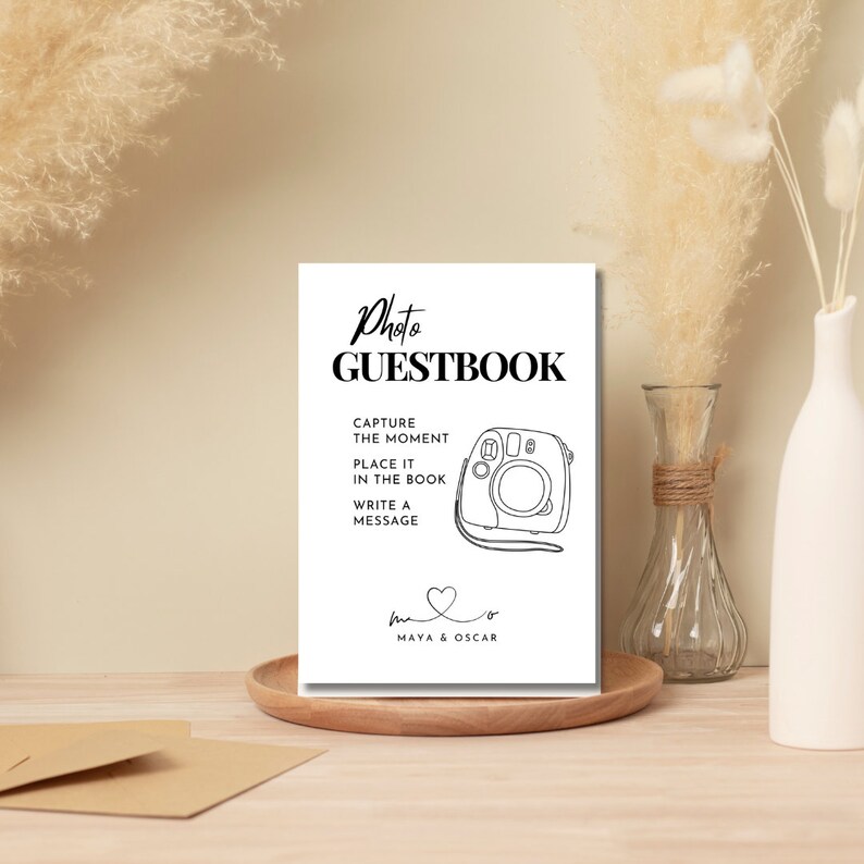 Editable Instax Mini 12 Instructions Sign: Polaroid Guestbook (digital ...