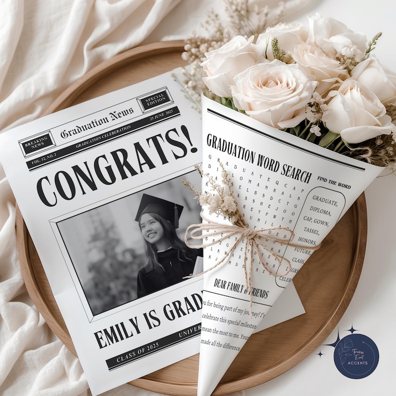 Editable Graduation Newspaper Template: Grad Party Invite (digital ...