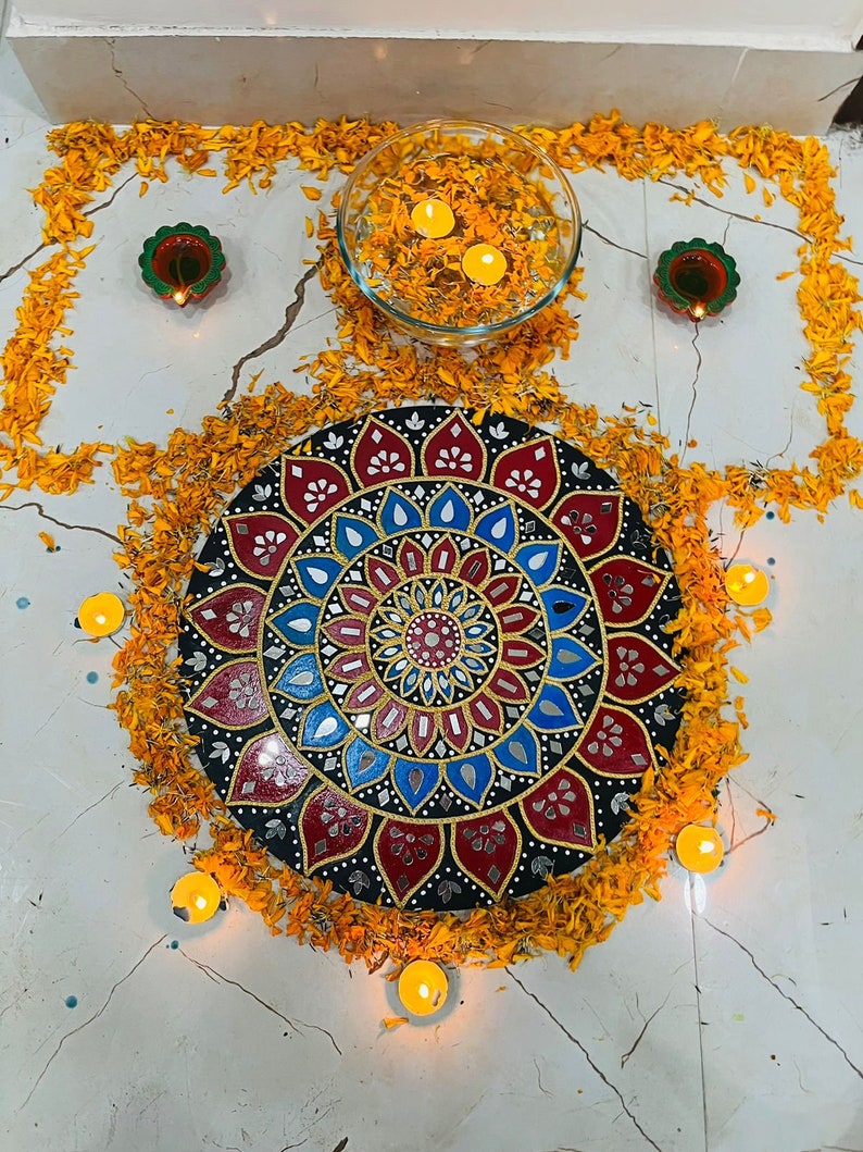 Lippan Art,wall Decor, Flower Rangoli Lippan Wall Hanging Clay Mirror ...