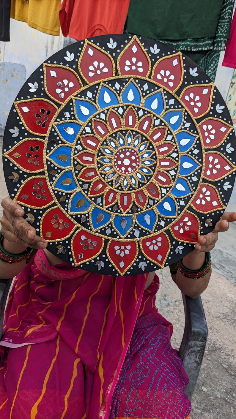 Lippan Art,wall Decor, Flower Rangoli Lippan Wall Hanging Clay Mirror ...