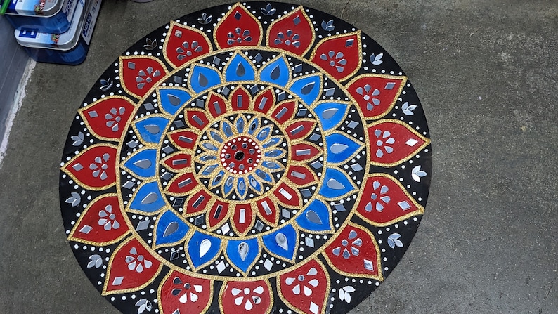 Lippan Art,wall Decor, Flower Rangoli Lippan Wall Hanging Clay Mirror ...
