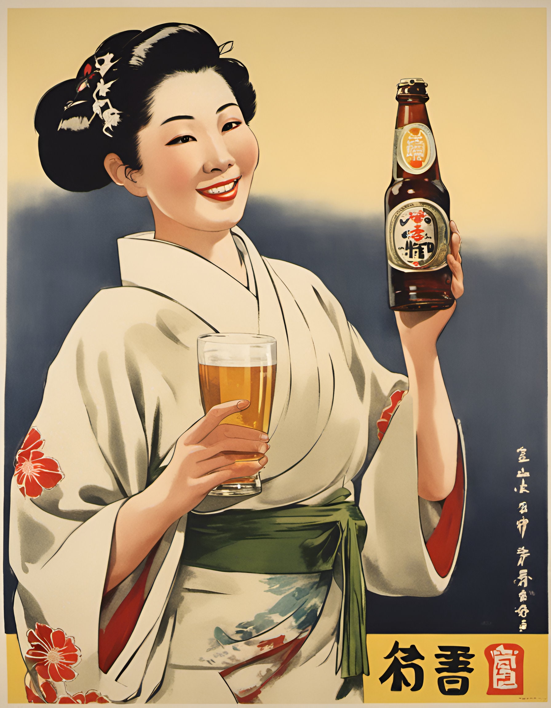 5x Vintage Beer Advertisement Posters Japan - Etsy