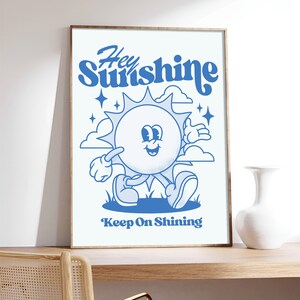 Sun Retro Character Wall Art, Digital Download Print, Retro Quote Wall ...
