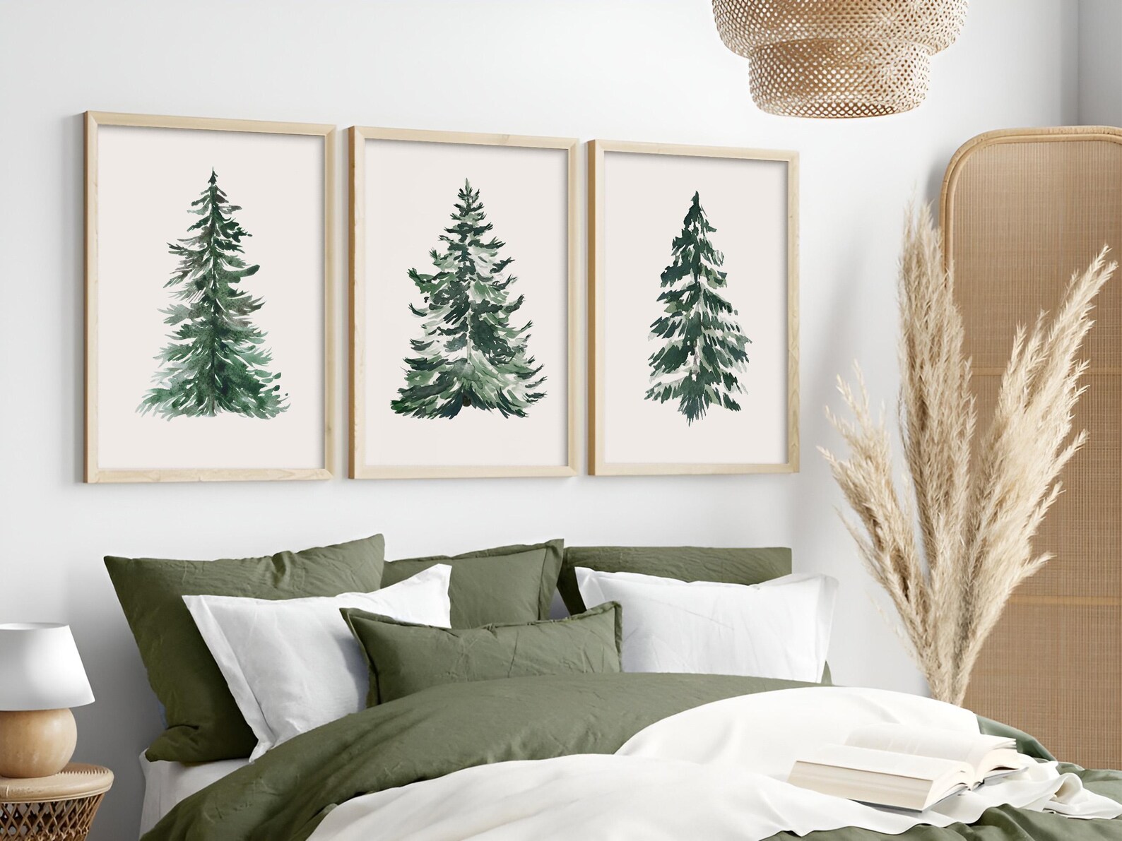 Christmas Tree Prints Set of 3, Pine Tree Botanical Art Printable ...