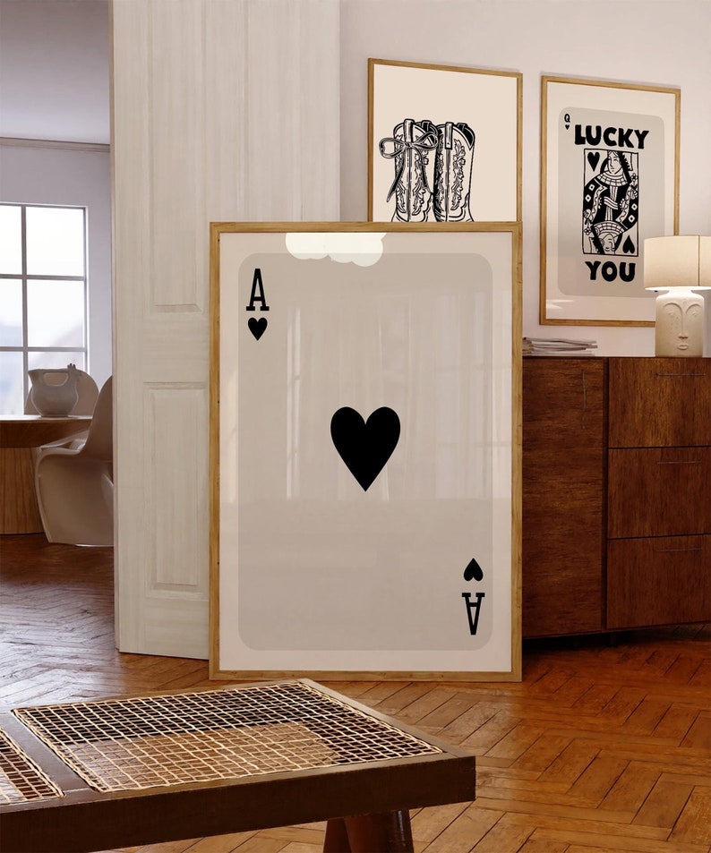 Trendy Ace of Hearts Print, Black Ace Print, Playing Card Poster, Lucky ...